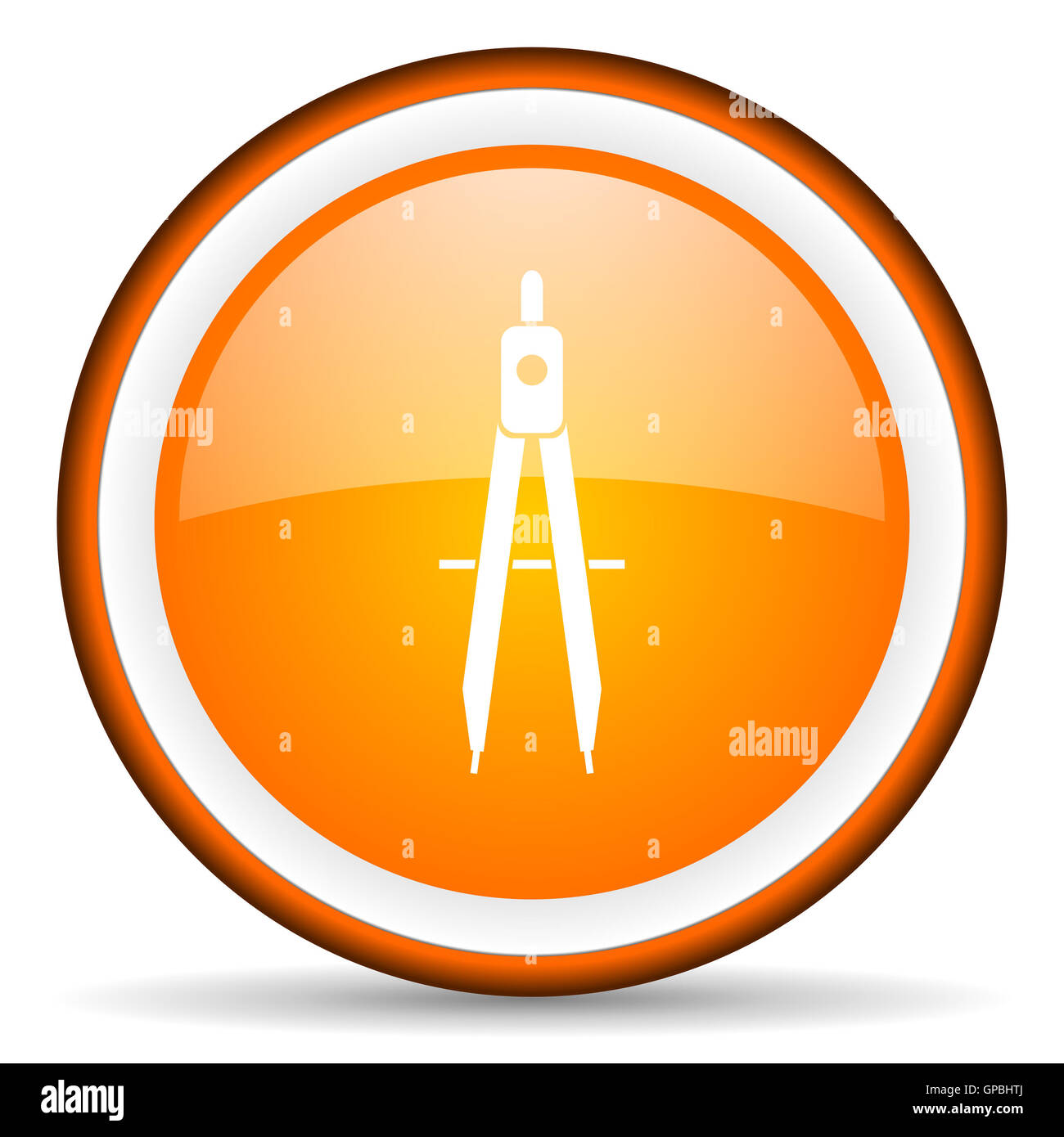 e-learning orange glossy circle icon on white background Stock Photo ...