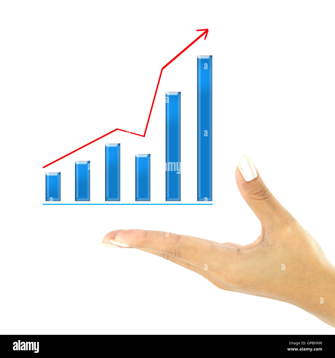 Hand showing graph isolated on white Stock Photo - Alamy