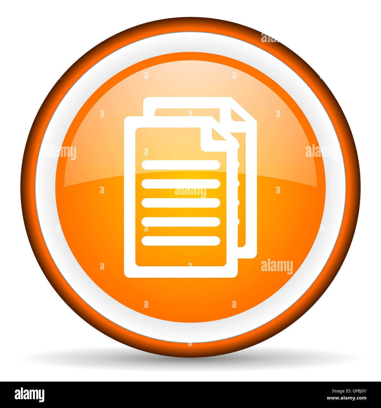 document orange glossy circle icon on white background Stock Photo - Alamy