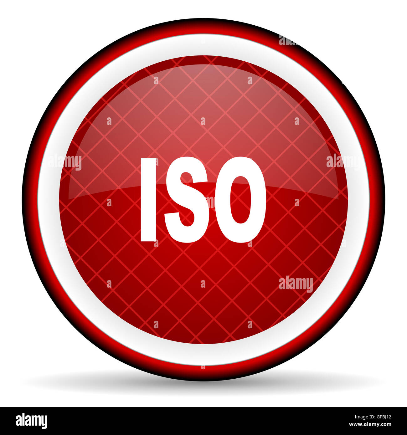 iso red glossy icon on white background Stock Photo - Alamy
