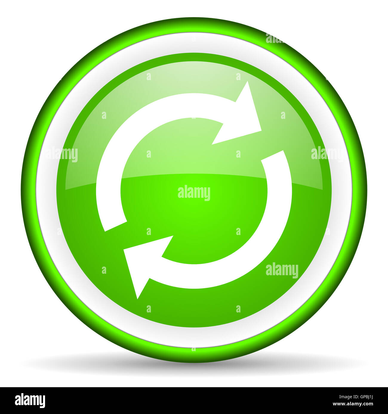 reload green glossy icon on white background Stock Photo - Alamy