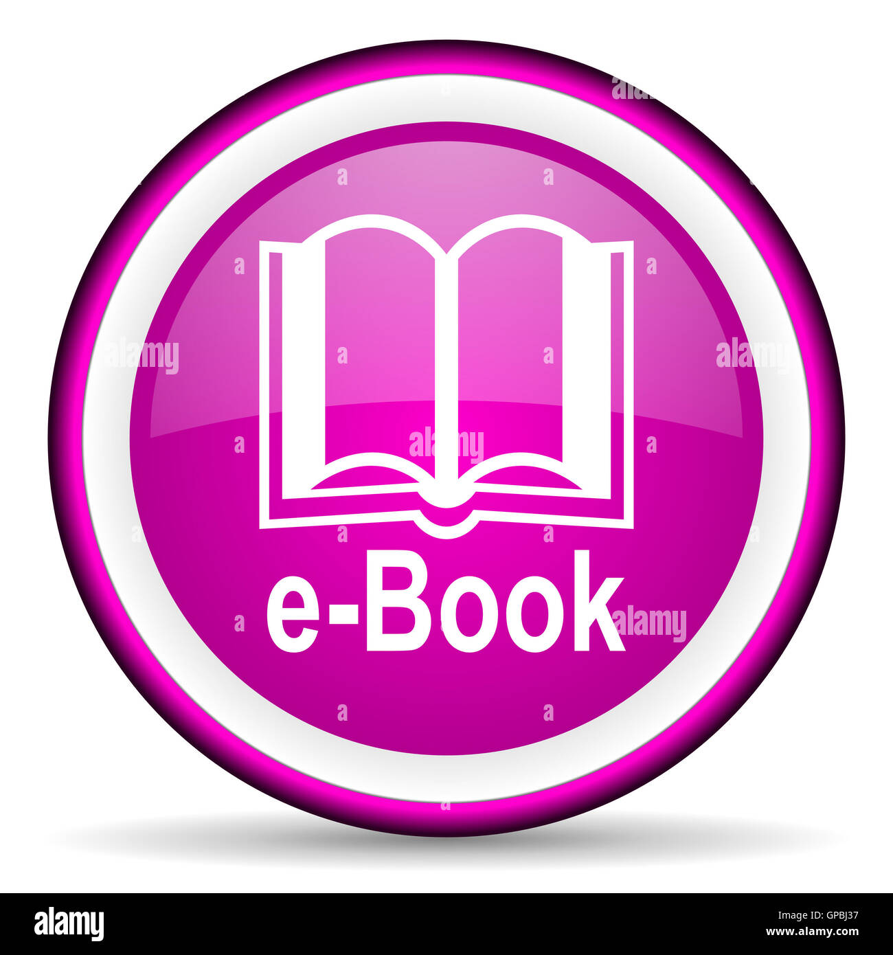e-book violet glossy icon on white background Stock Photo - Alamy