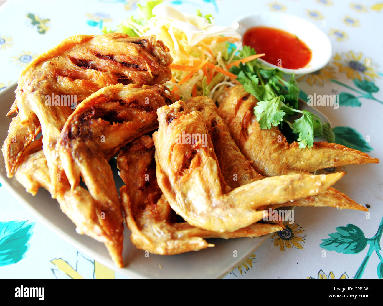 Fried Chicken wing on plate Stock Photo - Alamy