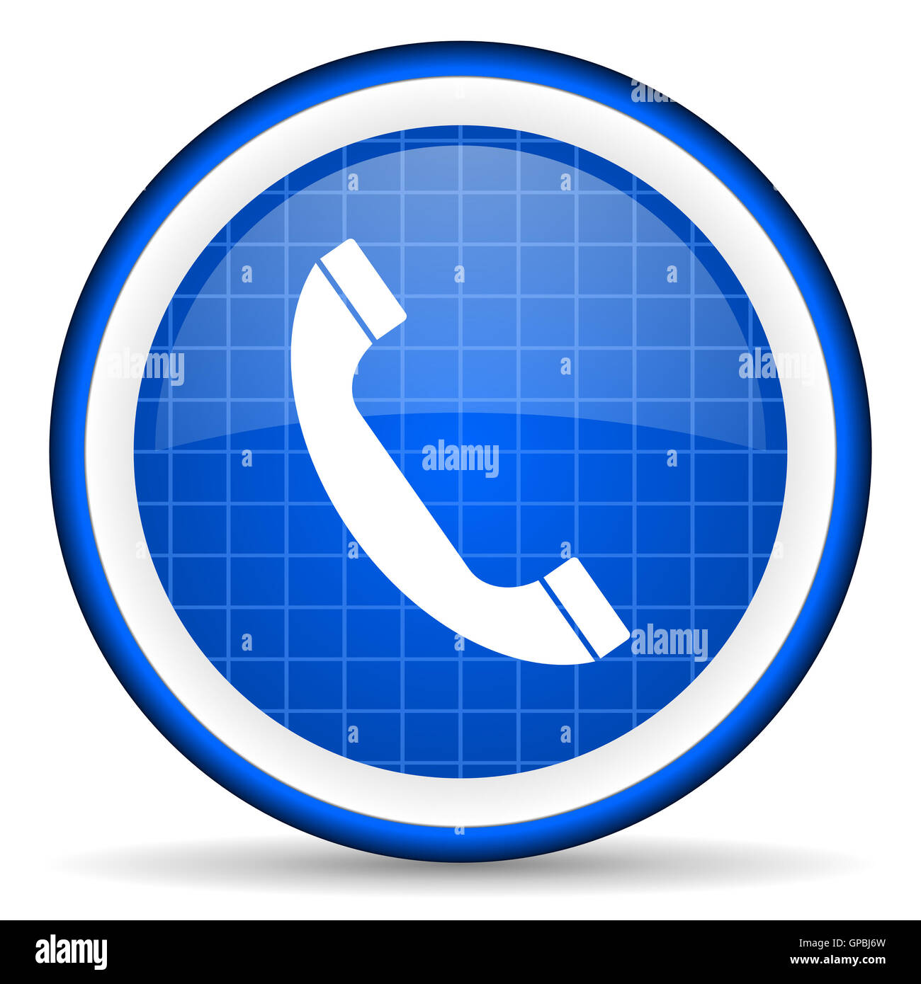 telephone blue glossy icon on white background Stock Photo - Alamy