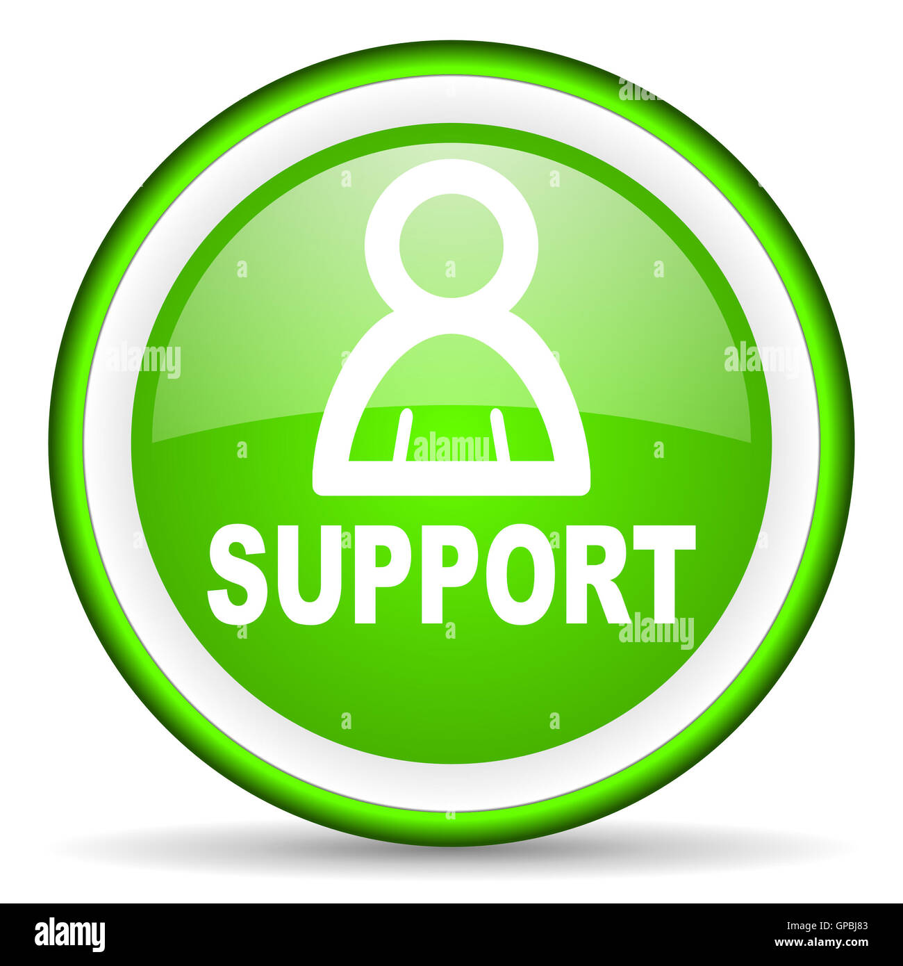 support green glossy icon on white background Stock Photo - Alamy