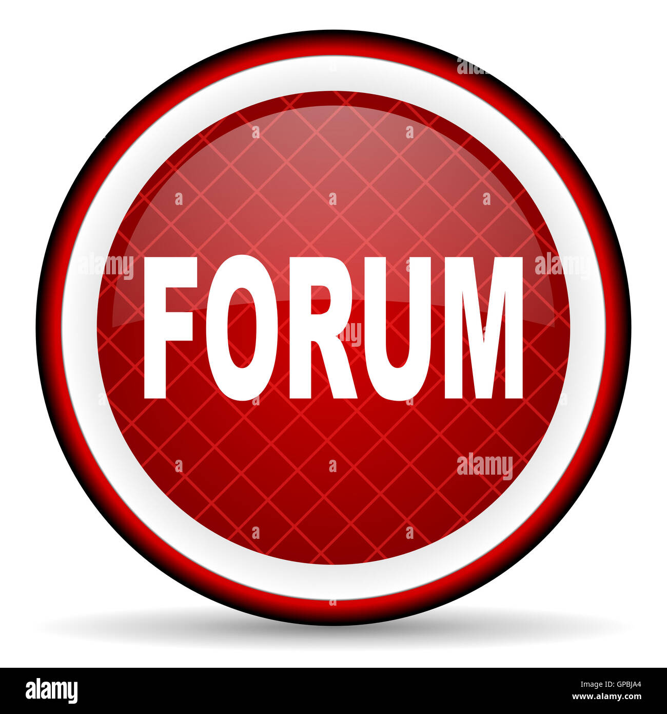 forum red glossy icon on white background Stock Photo - Alamy