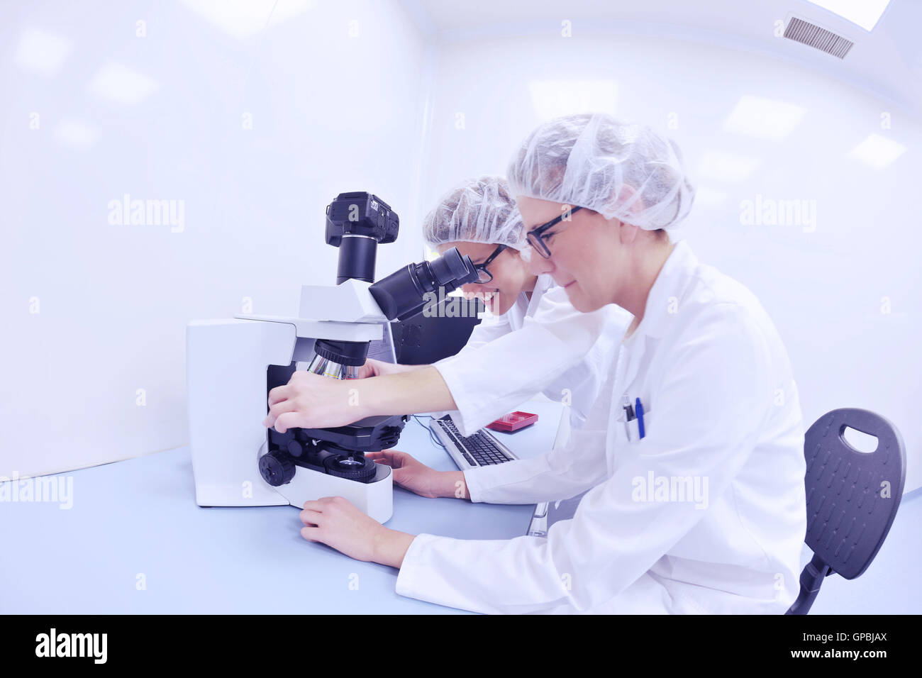 scientists working at the laboratory Stock Photo - Alamy
