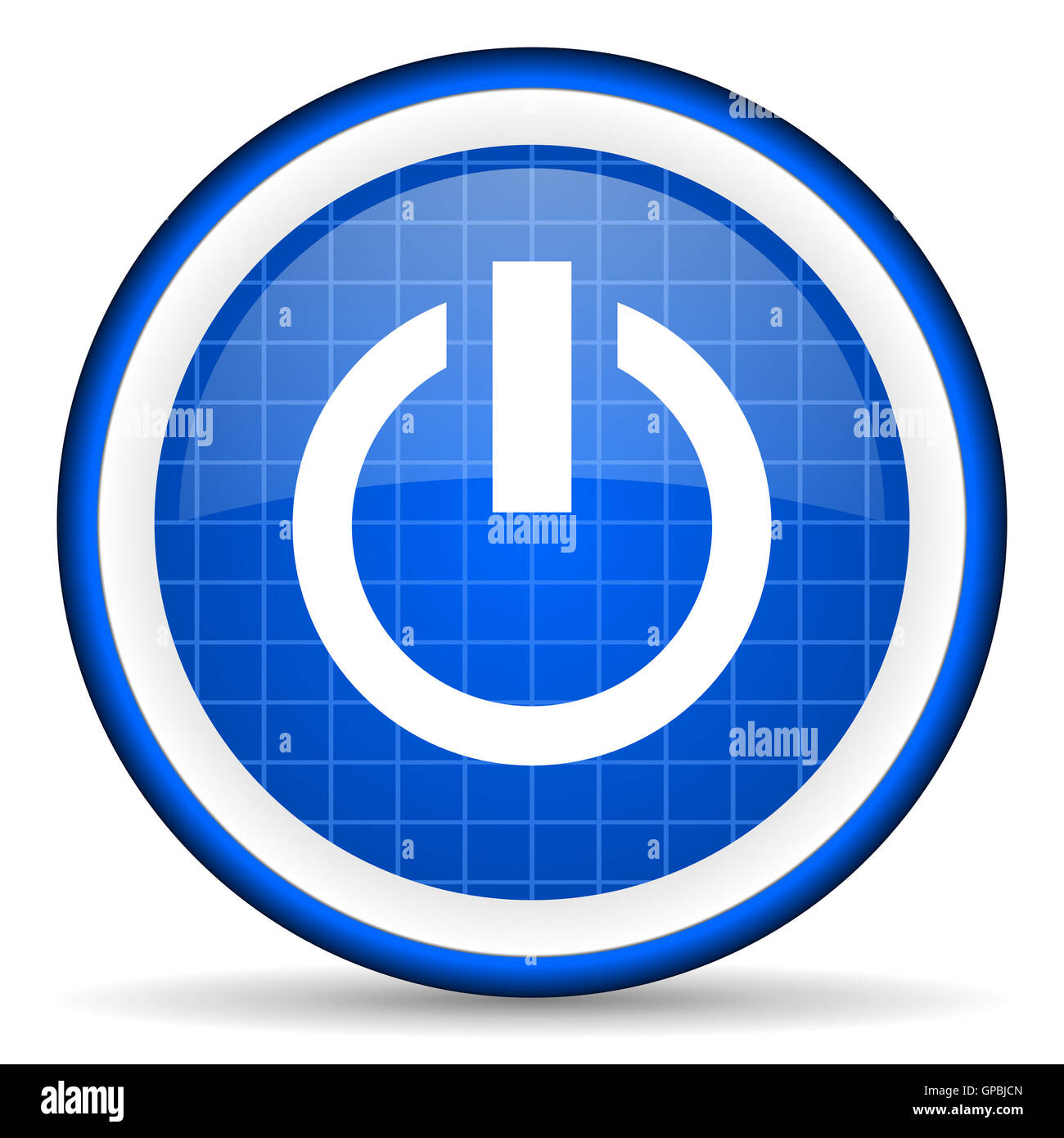 power blue glossy icon on white background Stock Photo - Alamy