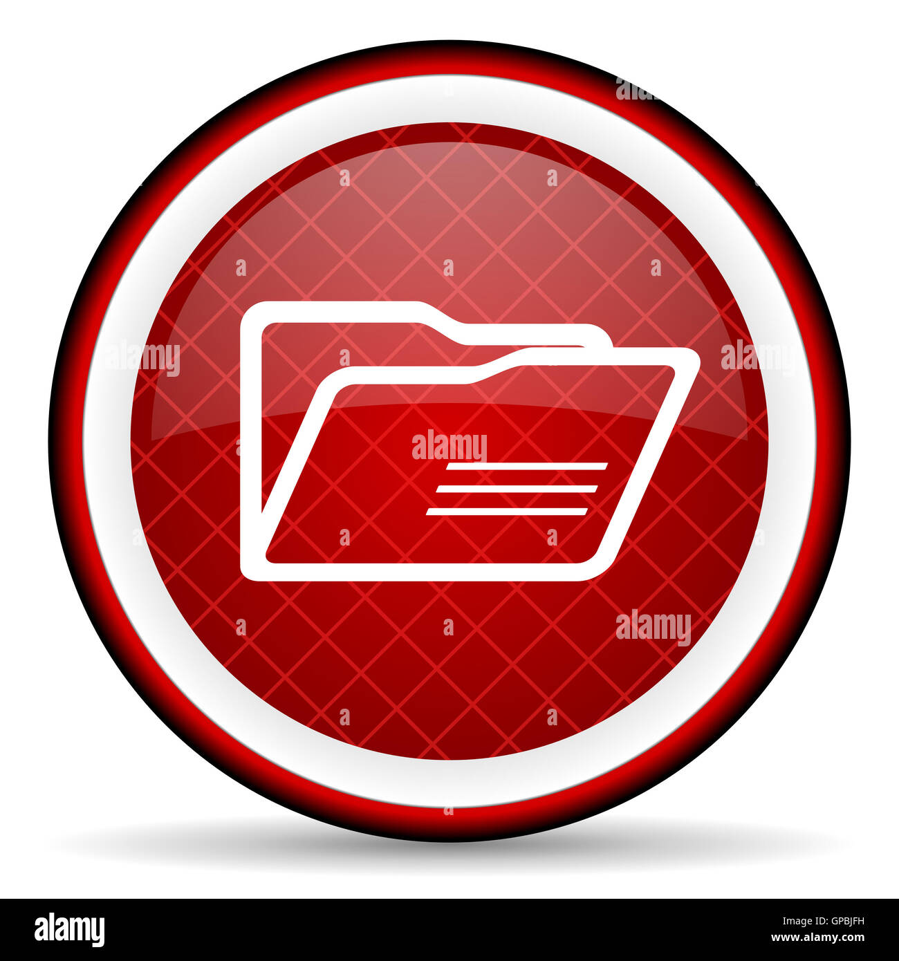 folder red glossy icon on white background Stock Photo - Alamy
