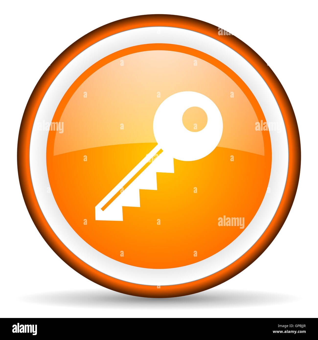 key orange glossy ircle con on white background Stock Photo - Alamy