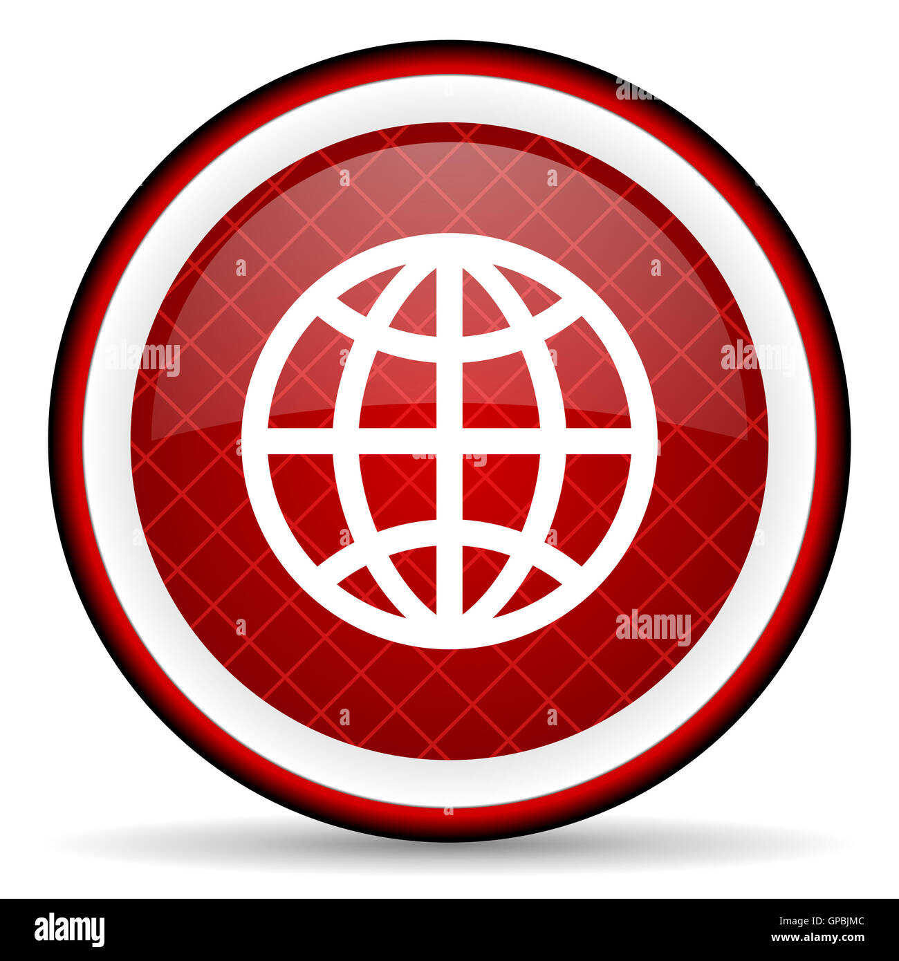 earth red glossy icon on white background Stock Photo - Alamy