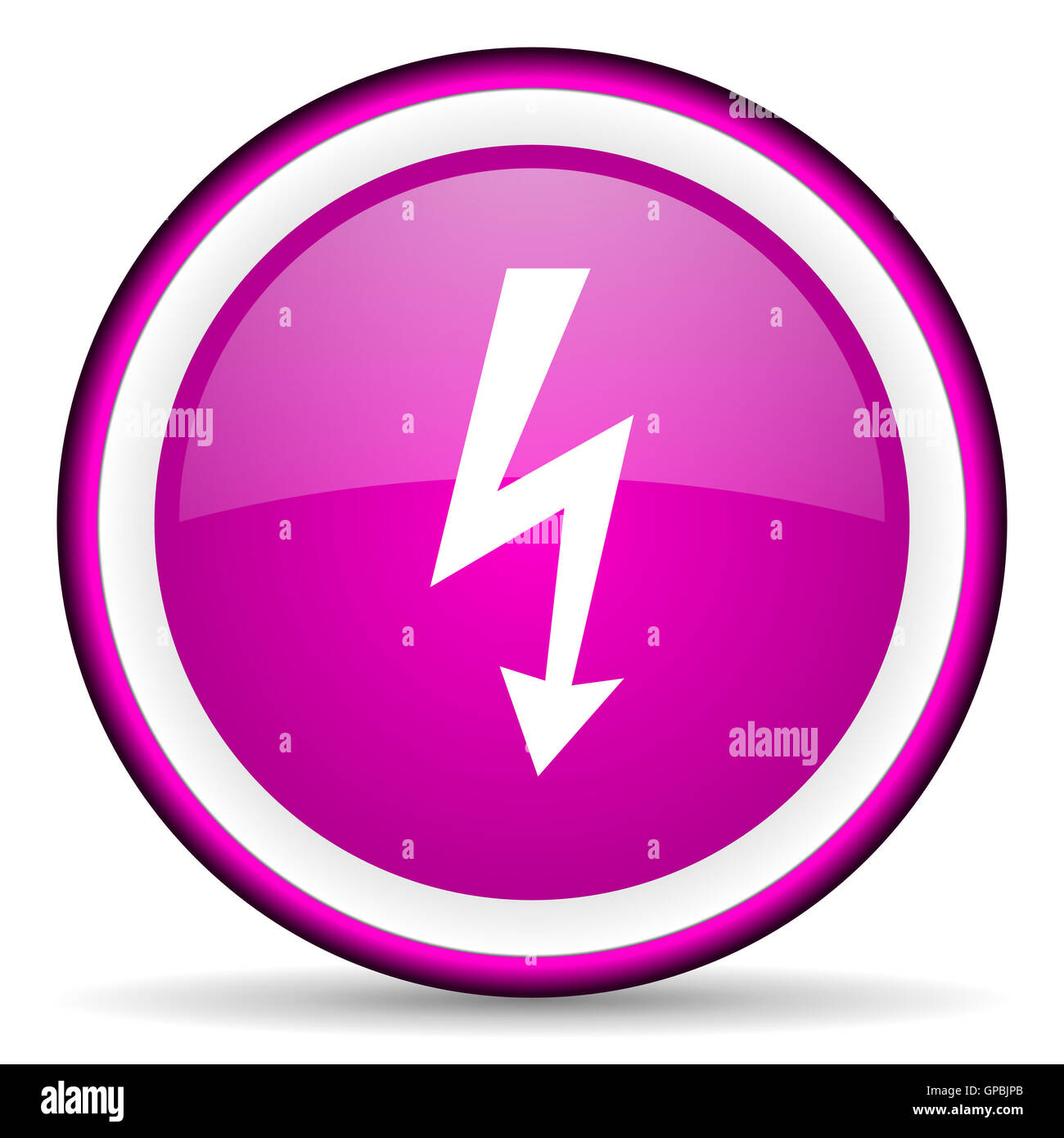 lightning violet glossy icon on white background Stock Photo - Alamy