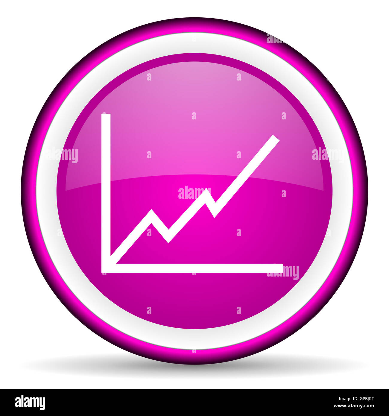 chart violet glossy icon on white background Stock Photo - Alamy