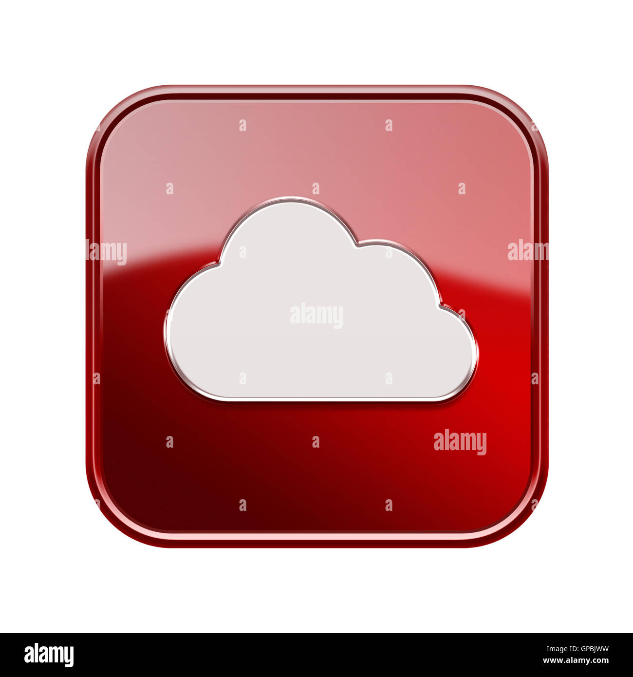Cloud icon glossy red, isolated on white background Stock Photo - Alamy