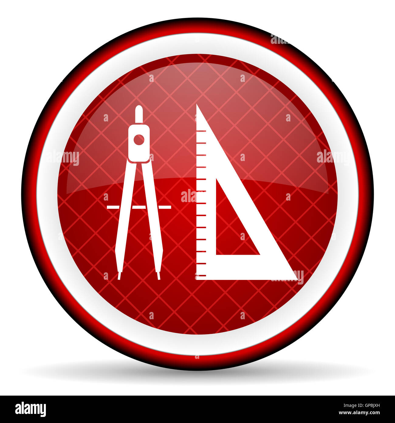 e-learning red glossy icon on white background Stock Photo - Alamy