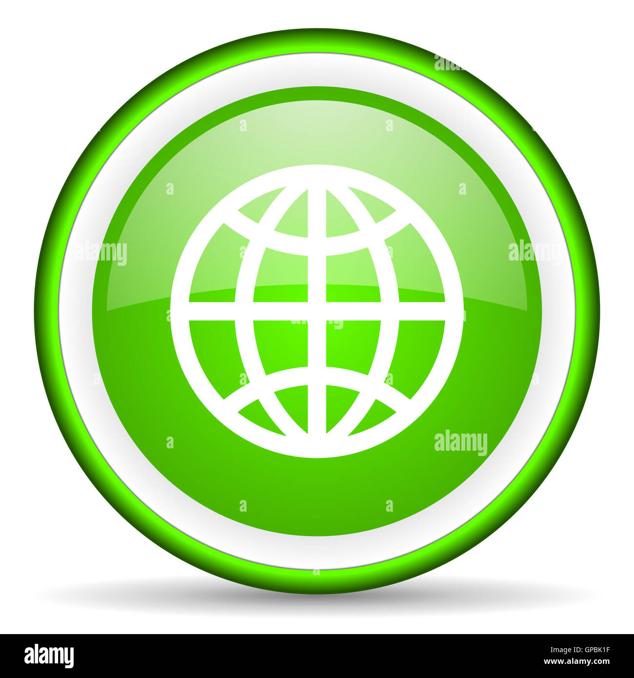 earth green glossy icon on white background Stock Photo - Alamy