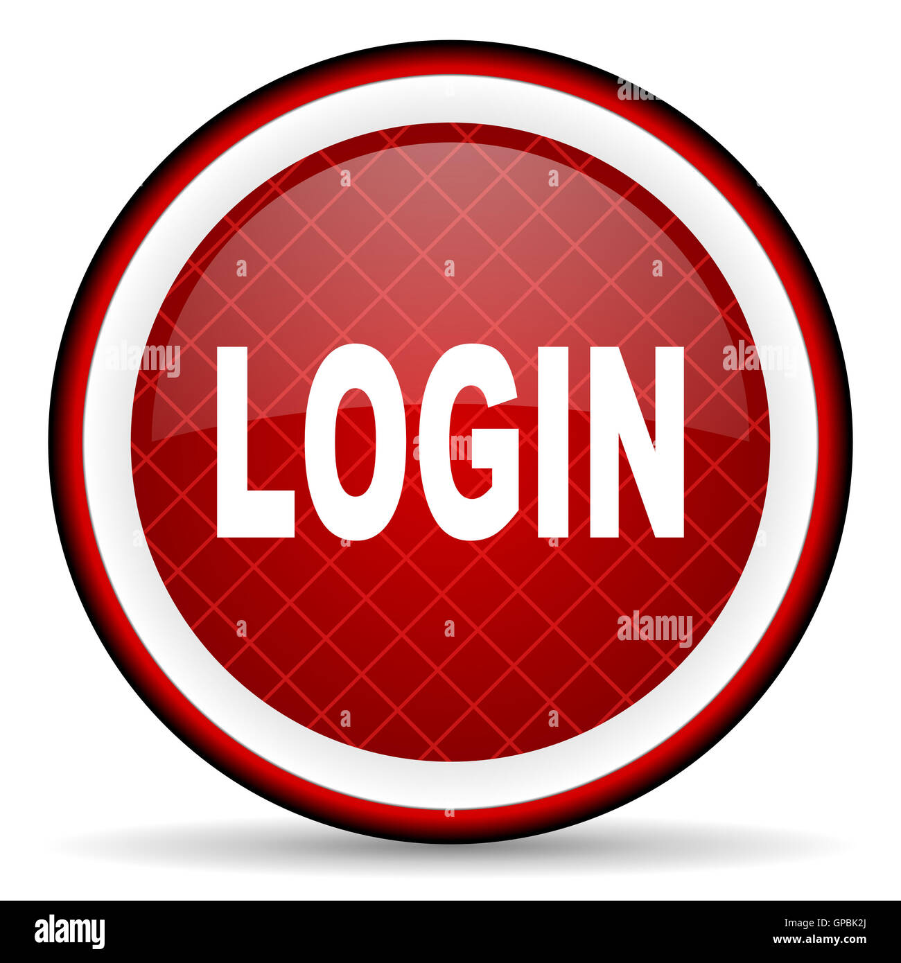login red glossy icon on white background Stock Photo - Alamy