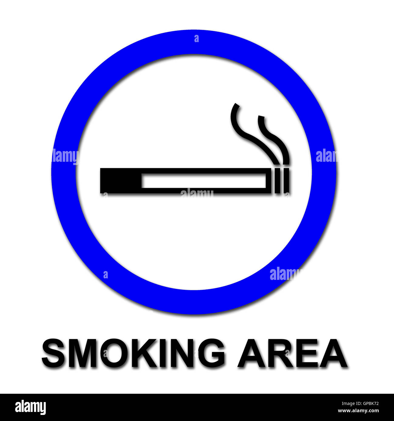 smoking area sign on white Stock Photo - Alamy