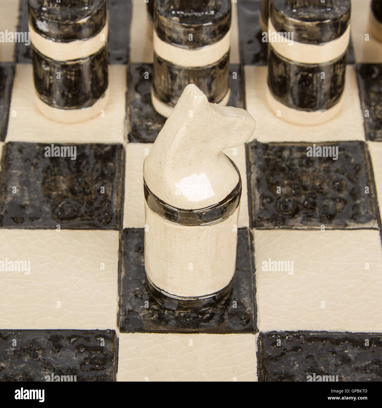 Unique handmade chess set (pottery), isolated Stock Photo - Alamy