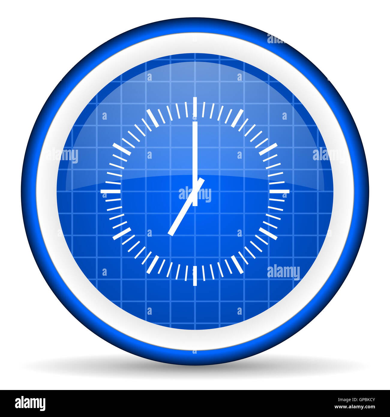 clock blue glossy icon on white background Stock Photo - Alamy