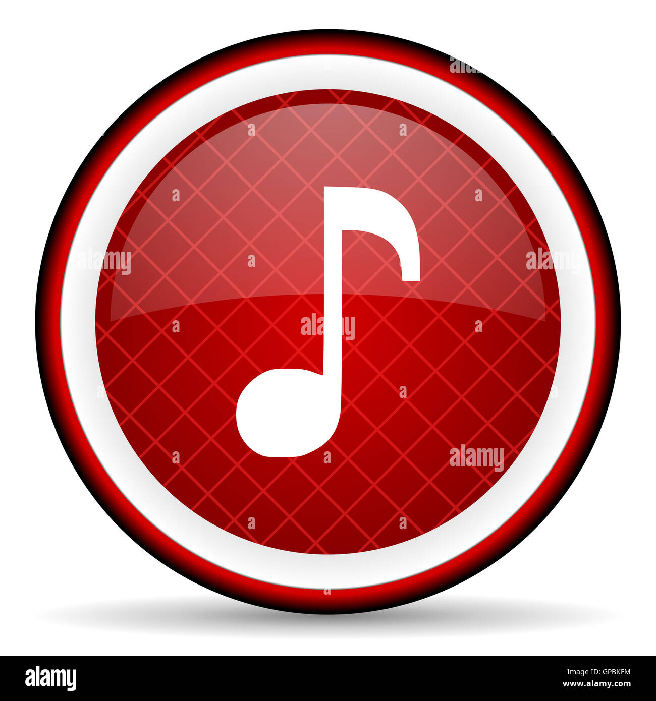 music red glossy icon on white background Stock Photo - Alamy