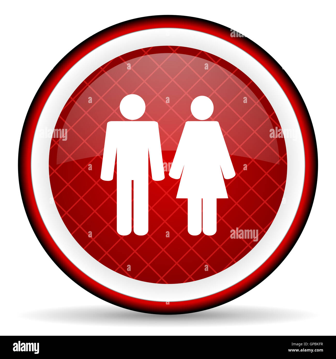 couple red glossy icon on white background Stock Photo - Alamy