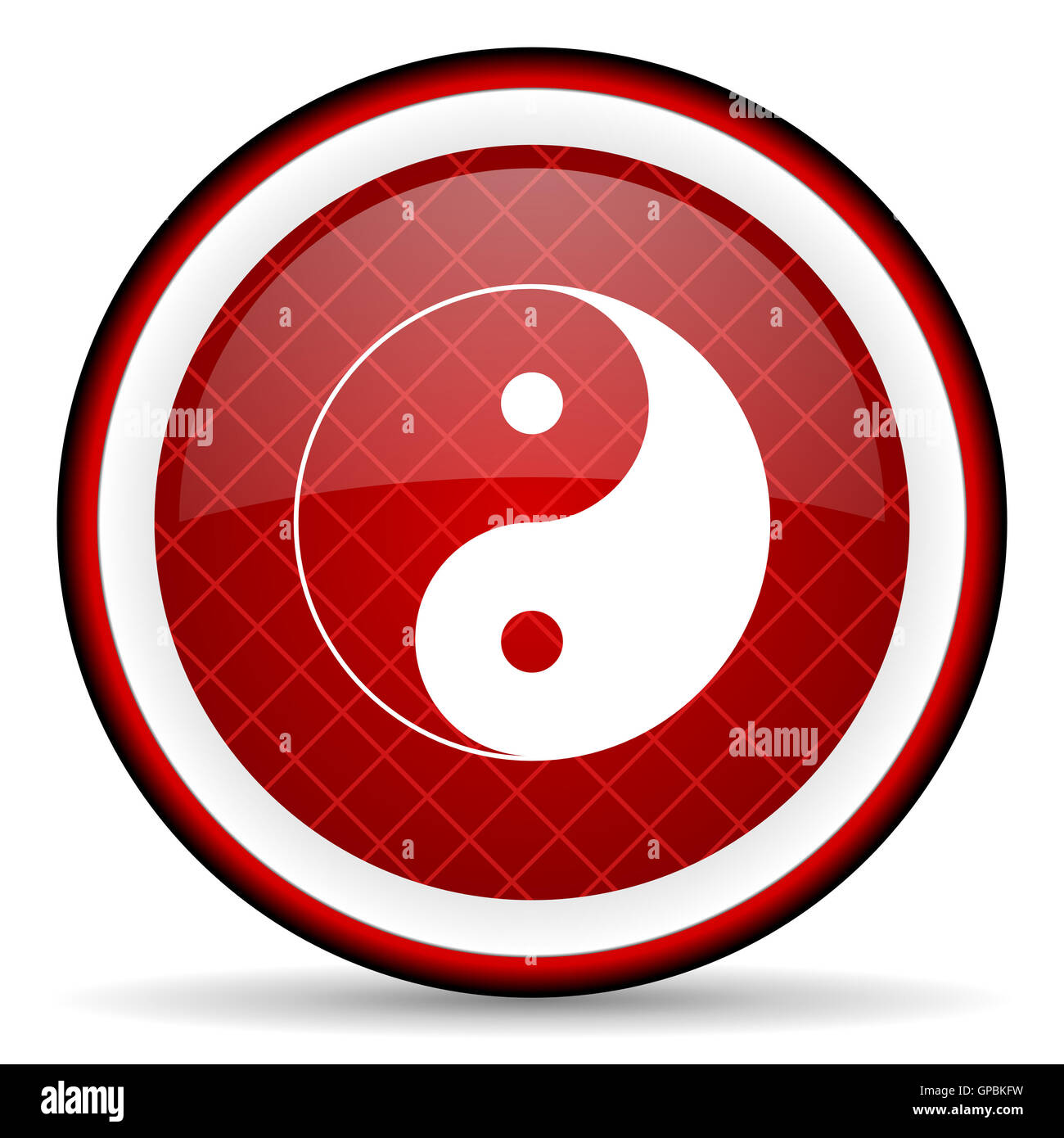 ying yang red glossy icon on white background Stock Photo - Alamy