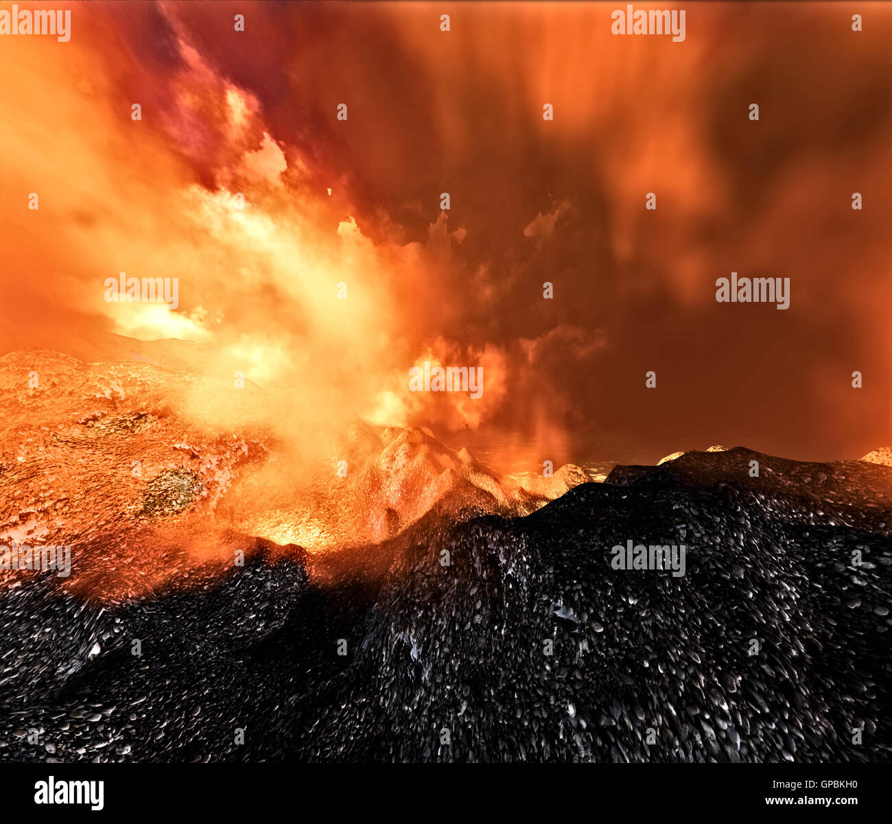 Volcanic eruption on island Stock Photo - Alamy