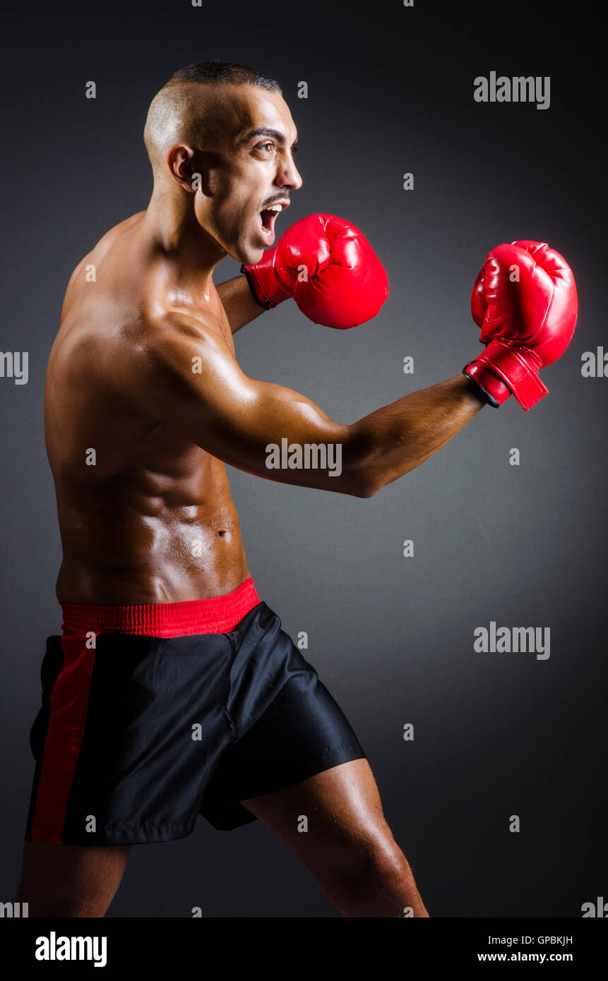 Muscular boxer in studio shooting Stock Photo - Alamy