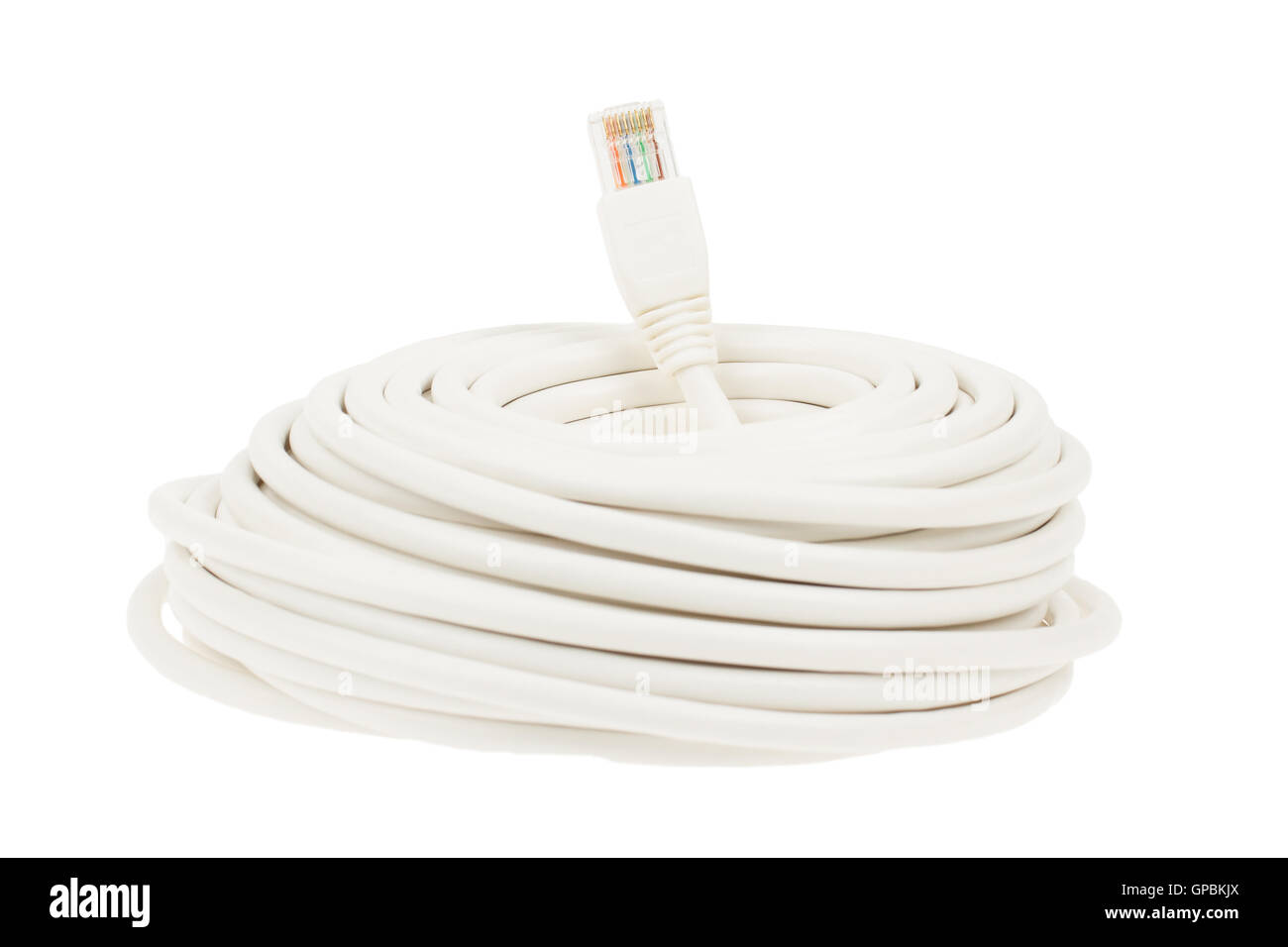 Close-up of a white RJ45 network plug Stock Photo - Alamy