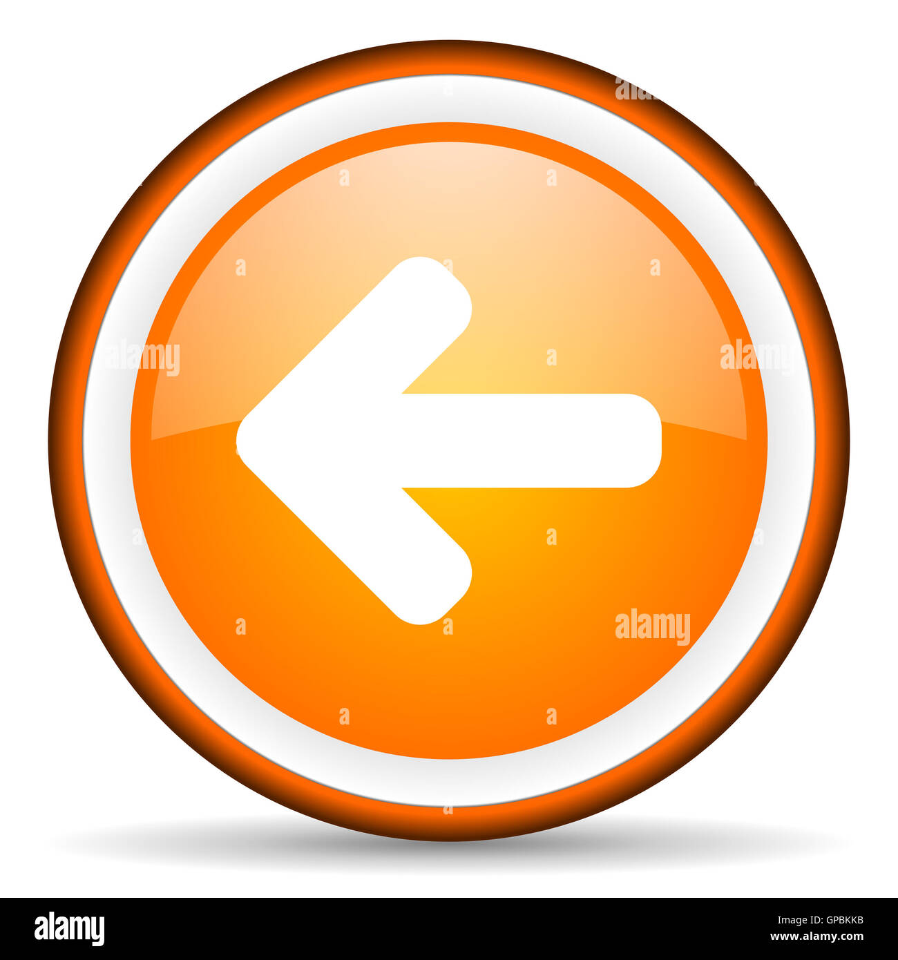 arrow left orange glossy circle icon on white background Stock Photo ...