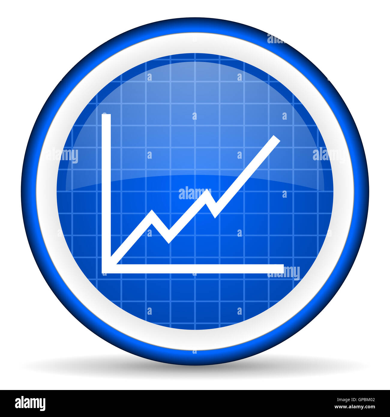 chart blue glossy icon on white background Stock Photo - Alamy