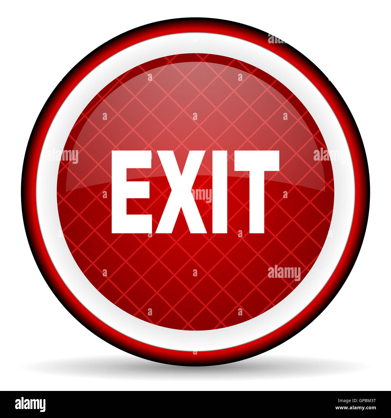 exit red glossy icon on white background Stock Photo - Alamy