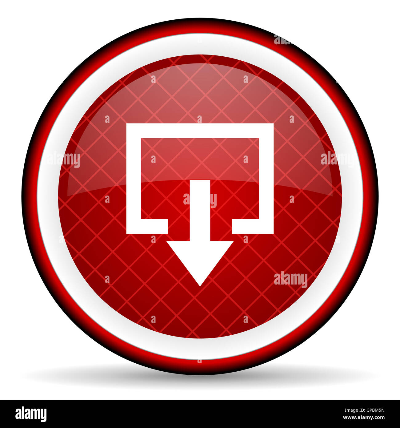 exit red glossy icon on white background Stock Photo - Alamy