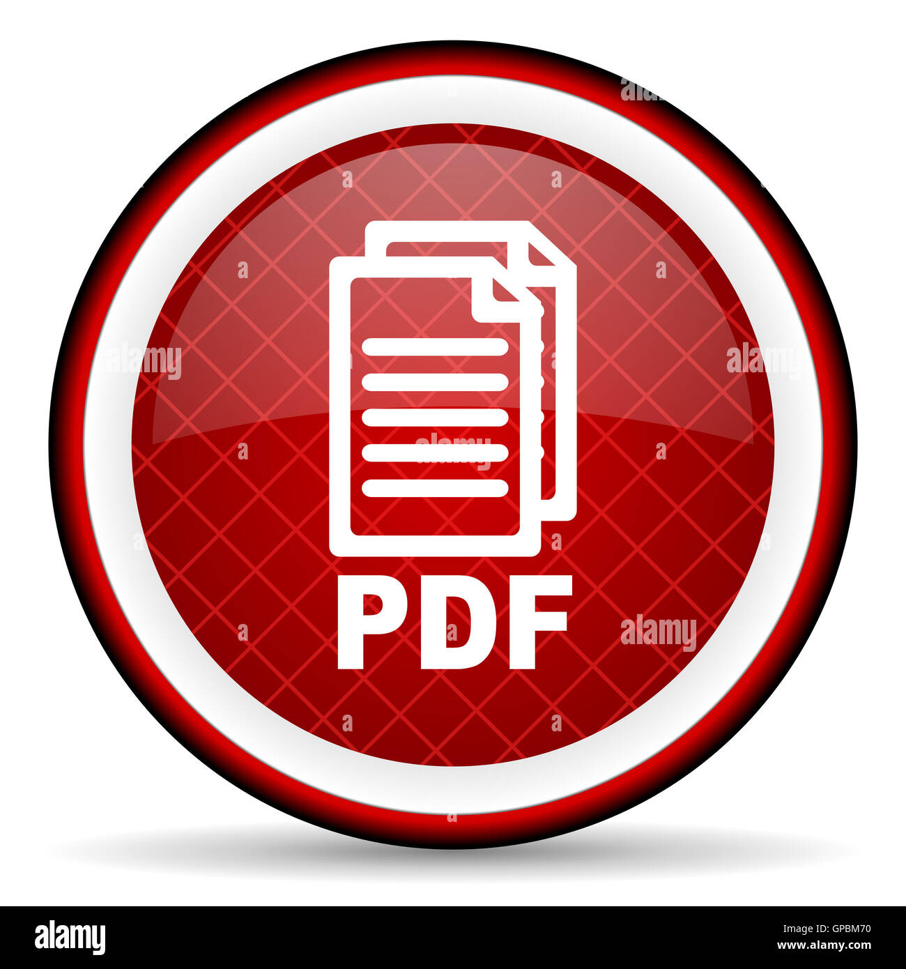 pdf red glossy icon on white background Stock Photo - Alamy
