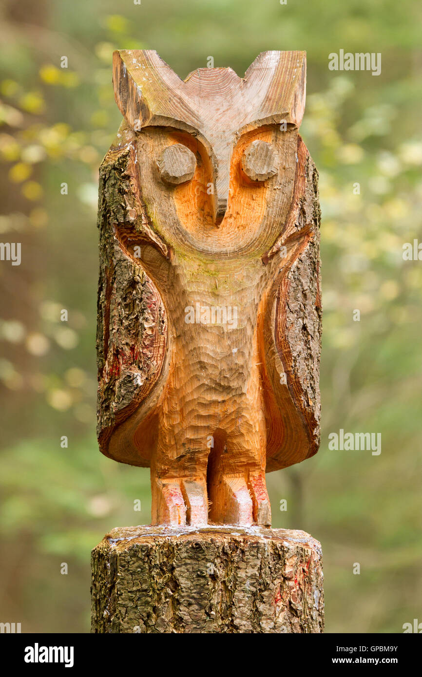 Old wooden carved owl Stock Photo - Alamy