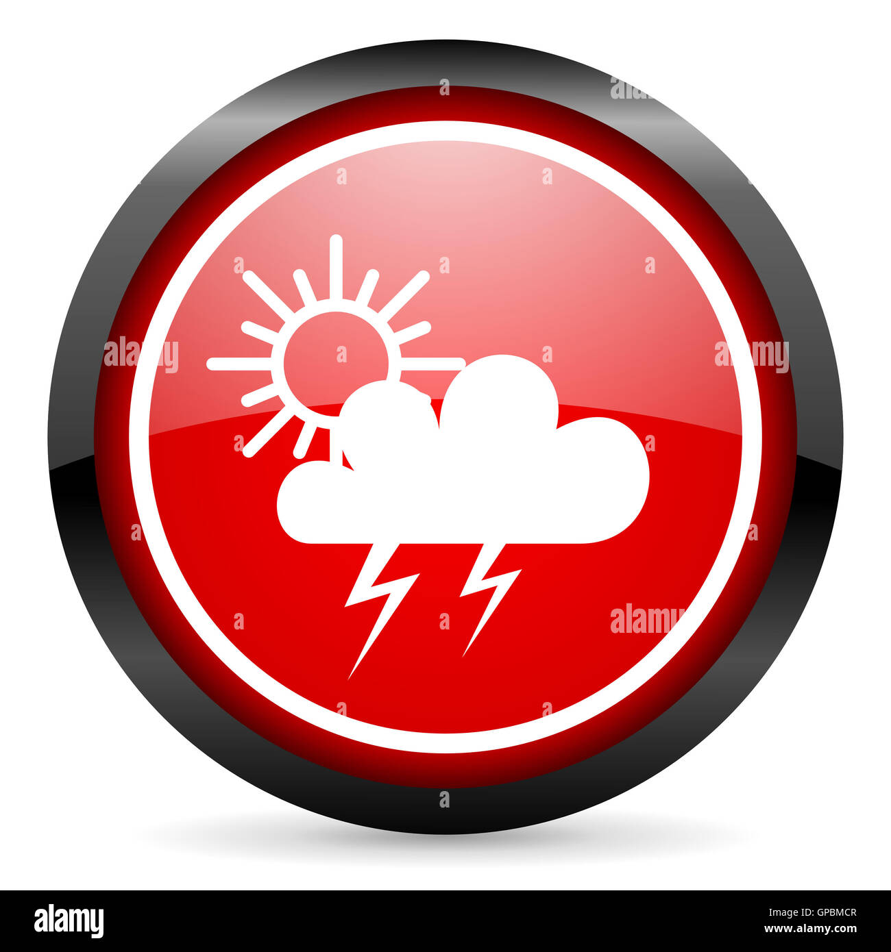 weather round red glossy icon on white background Stock Photo - Alamy