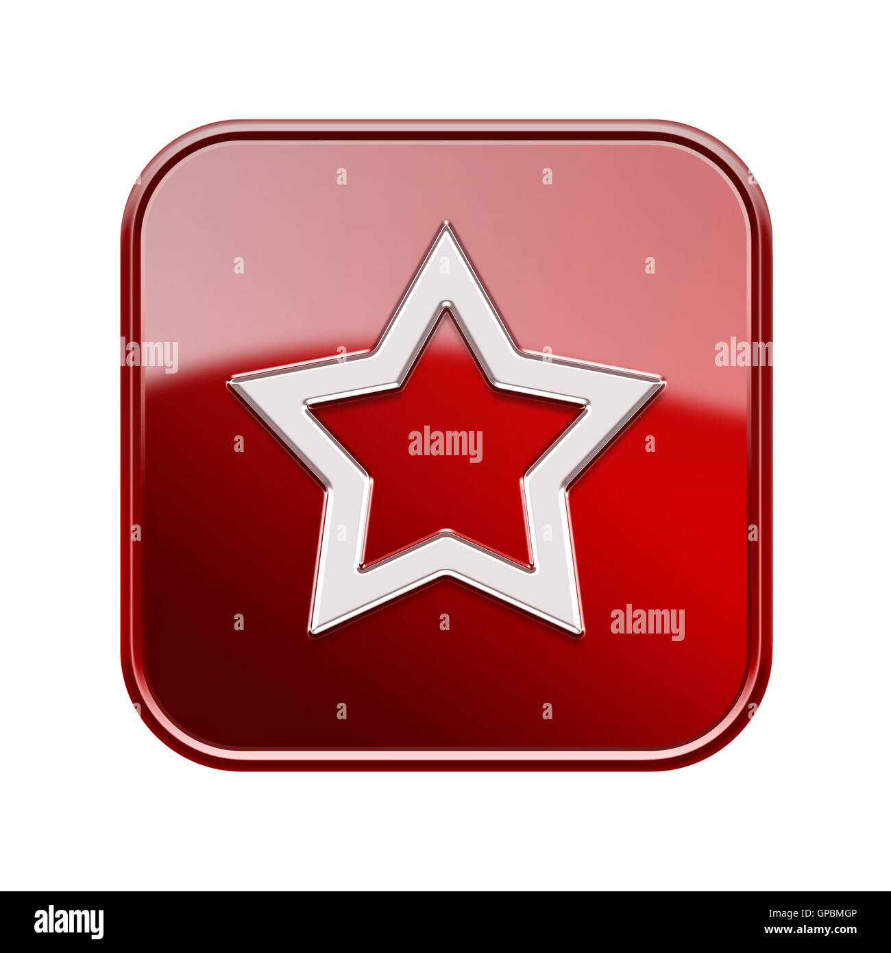 Star icon glossy red, isolated on white background Stock Photo - Alamy