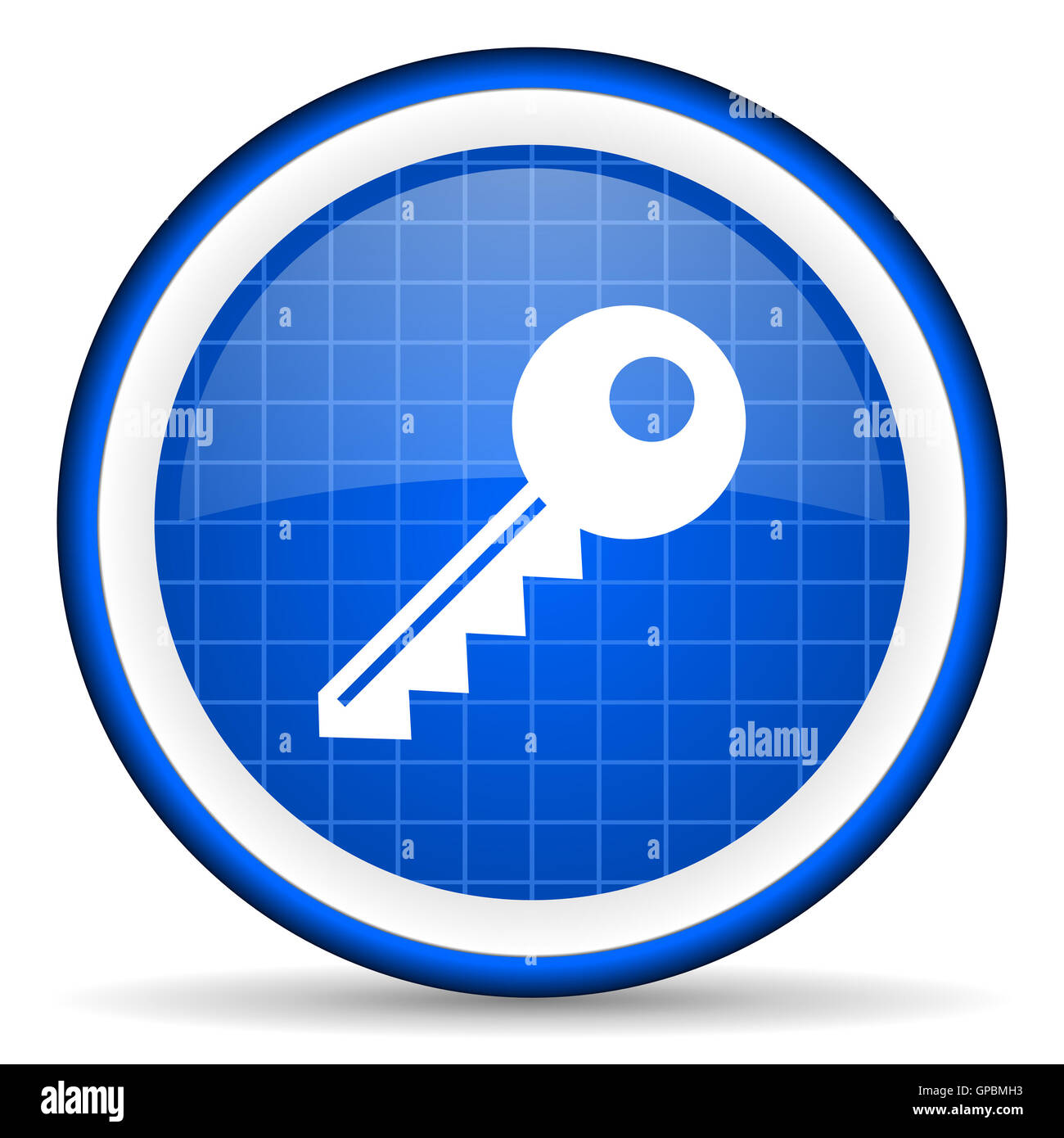 key blue glossy icon on white background Stock Photo - Alamy