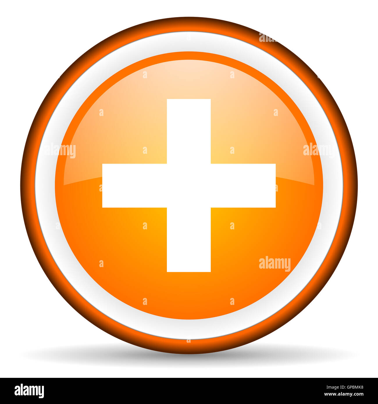 emergency orange glossy circle icon on white background Stock Photo - Alamy