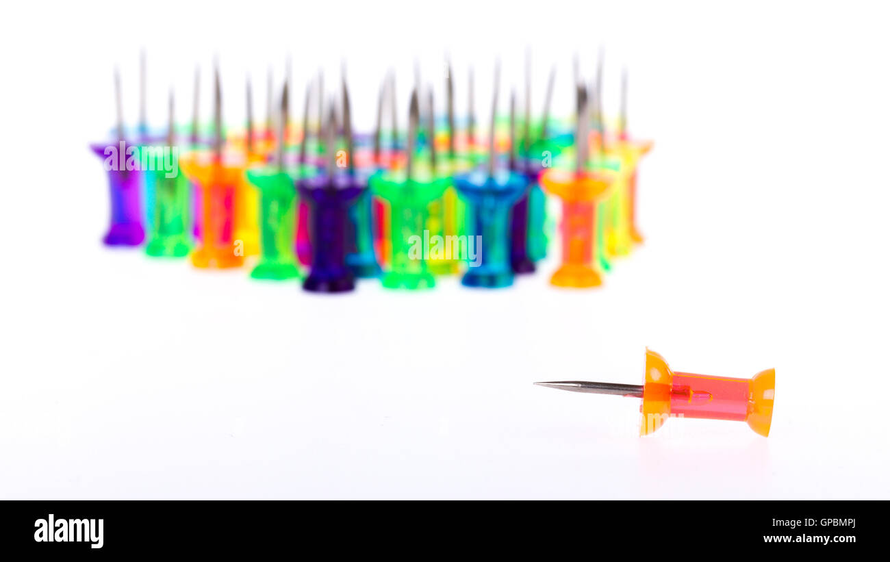 Set of colorful push pins Stock Photo - Alamy