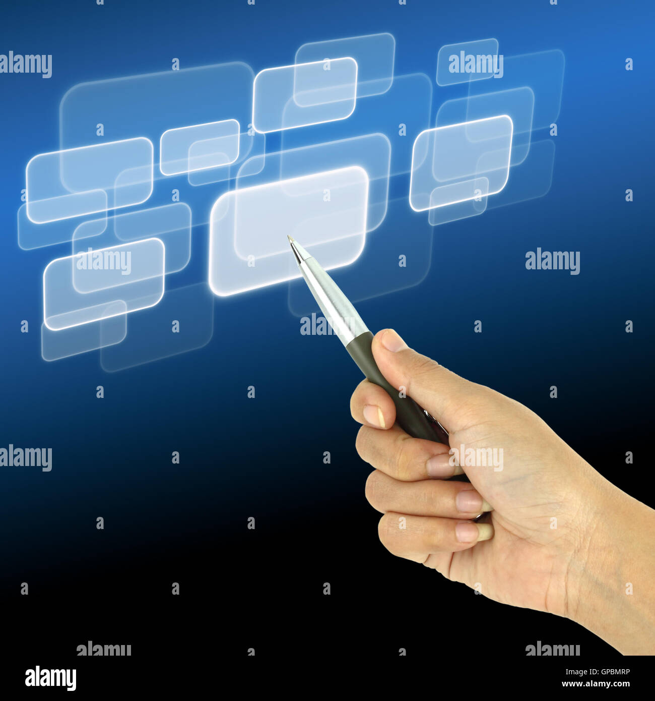 a pen pointer on a touch screen interface Stock Photo - Alamy