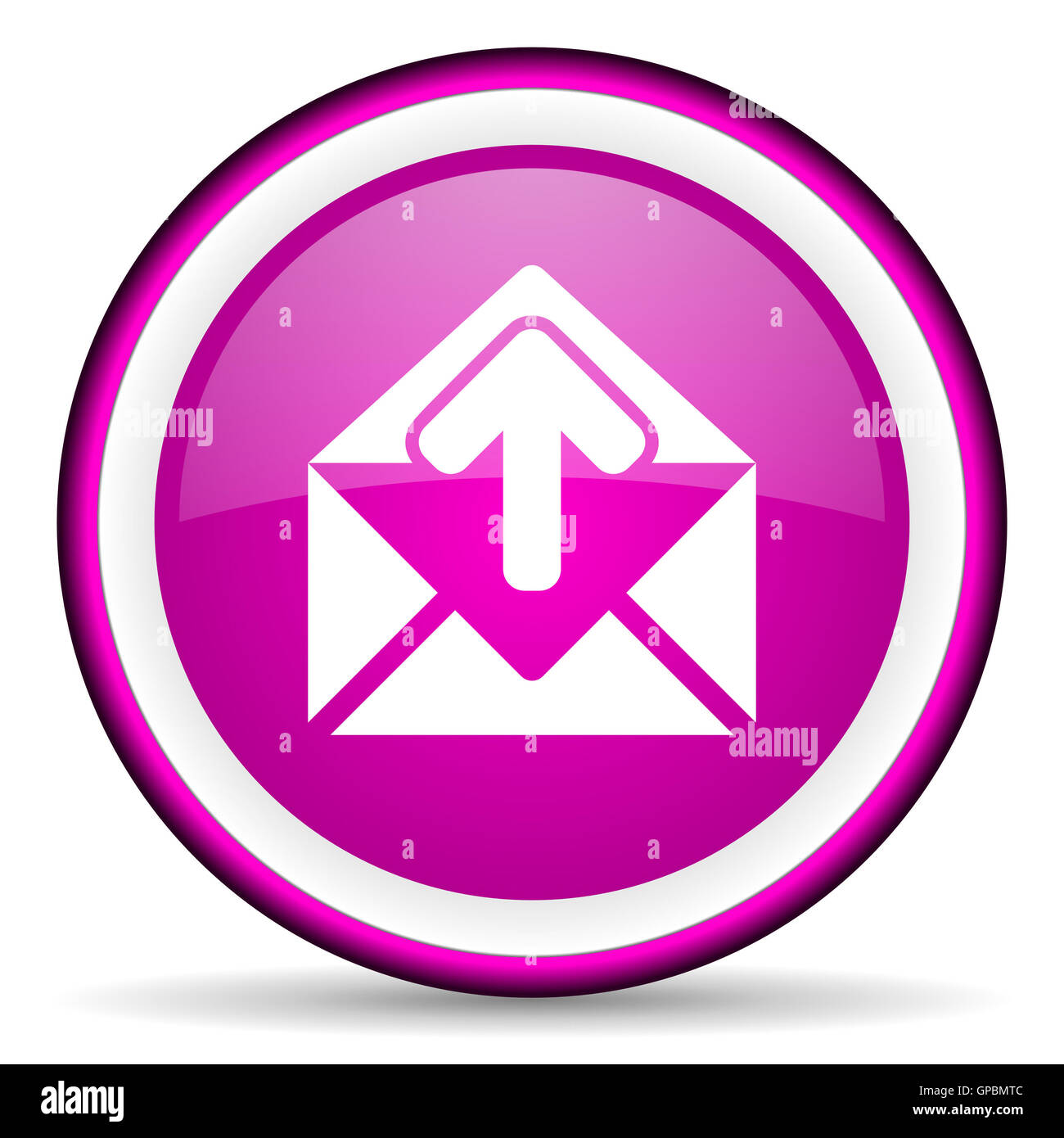 mail violet glossy icon on white background Stock Photo - Alamy