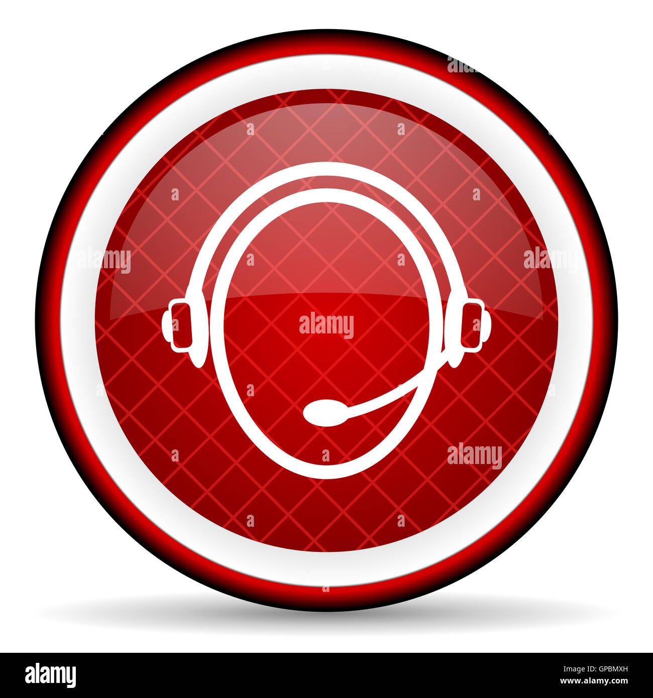 customer service red glossy icon on white background Stock Photo - Alamy