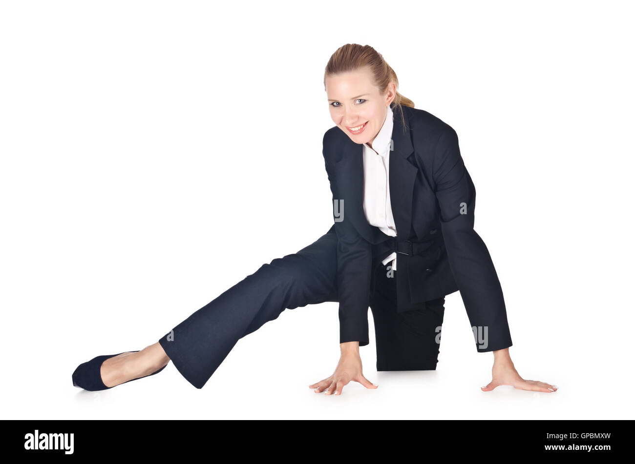 Female sitting on wall Cut Out Stock Images & Pictures - Alamy