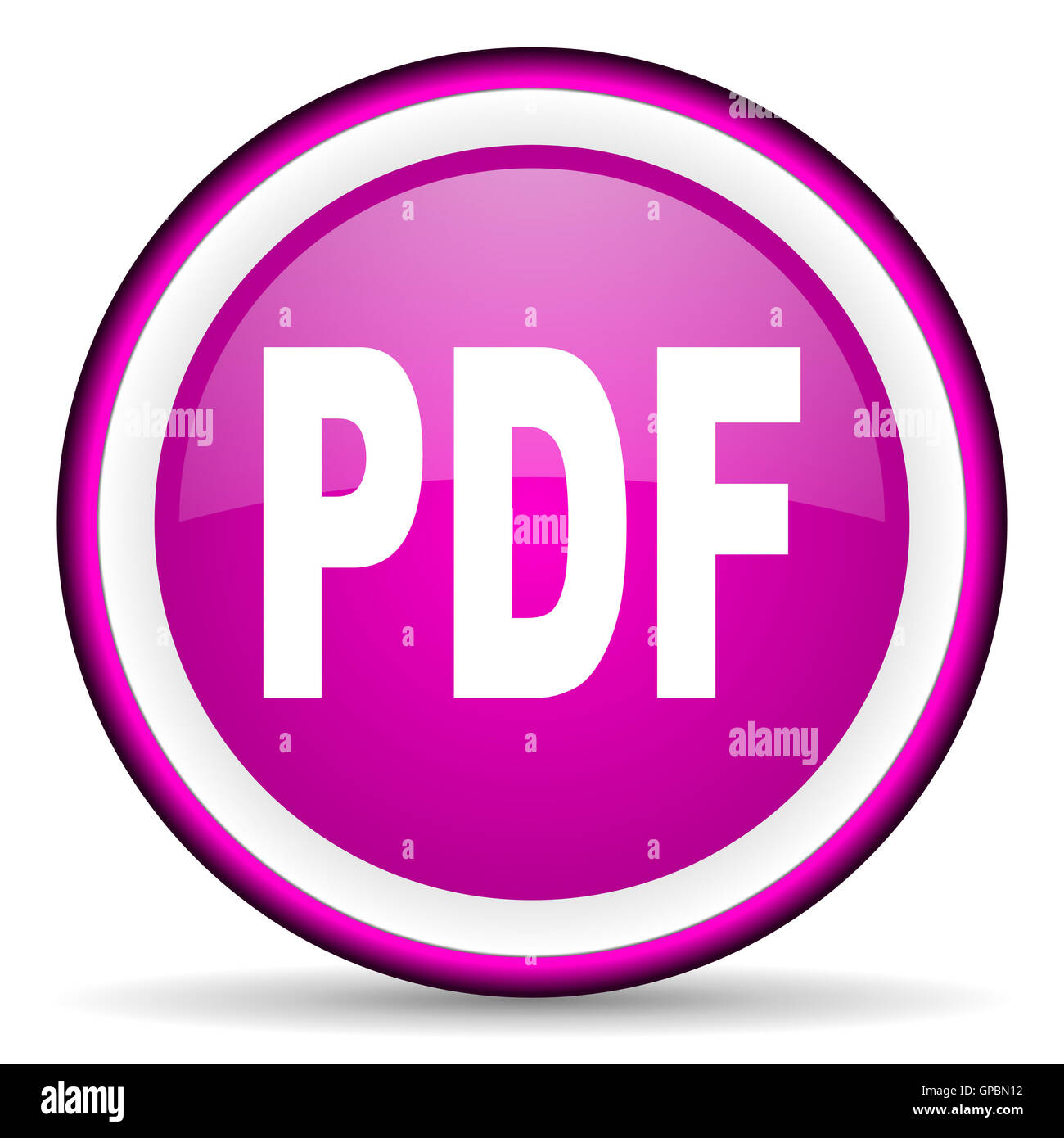 pdf violet glossy icon on white background Stock Photo - Alamy