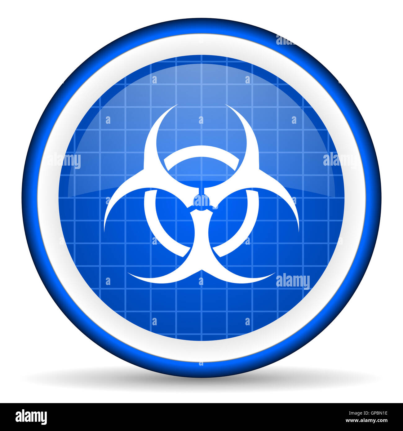 virus blue glossy icon on white background Stock Photo - Alamy