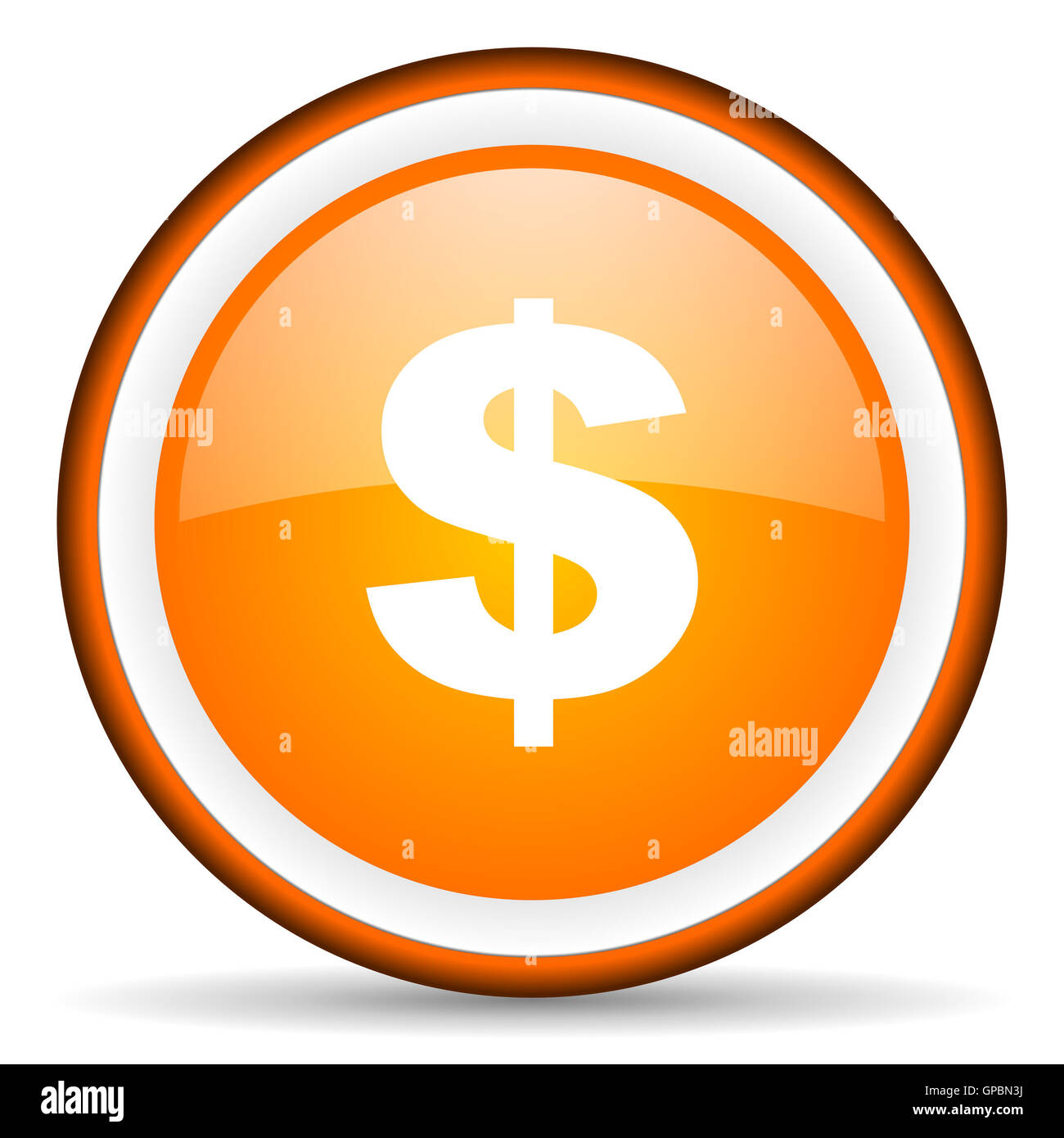 us dollar orange glossy circle icon on white background Stock Photo - Alamy