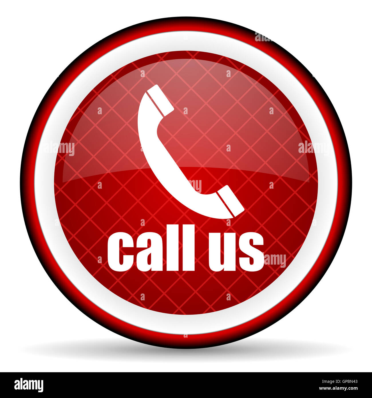 call us red glossy icon on white background Stock Photo - Alamy