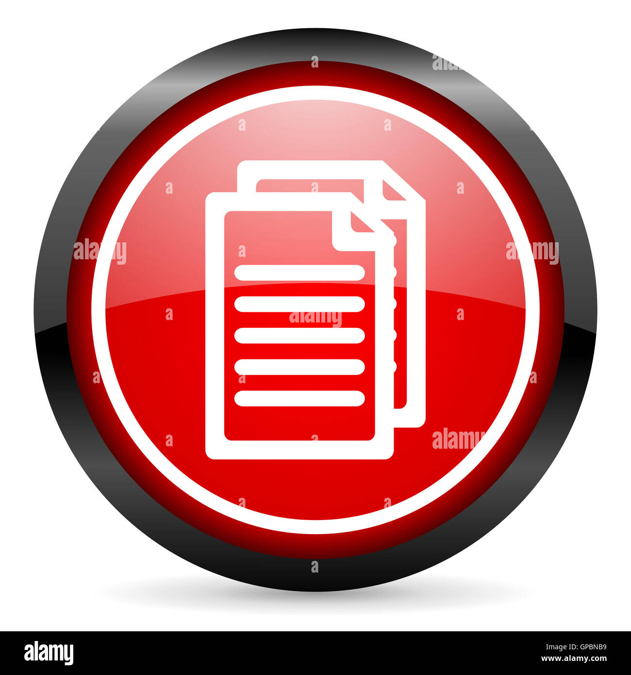 document round red glossy icon on white background Stock Photo - Alamy